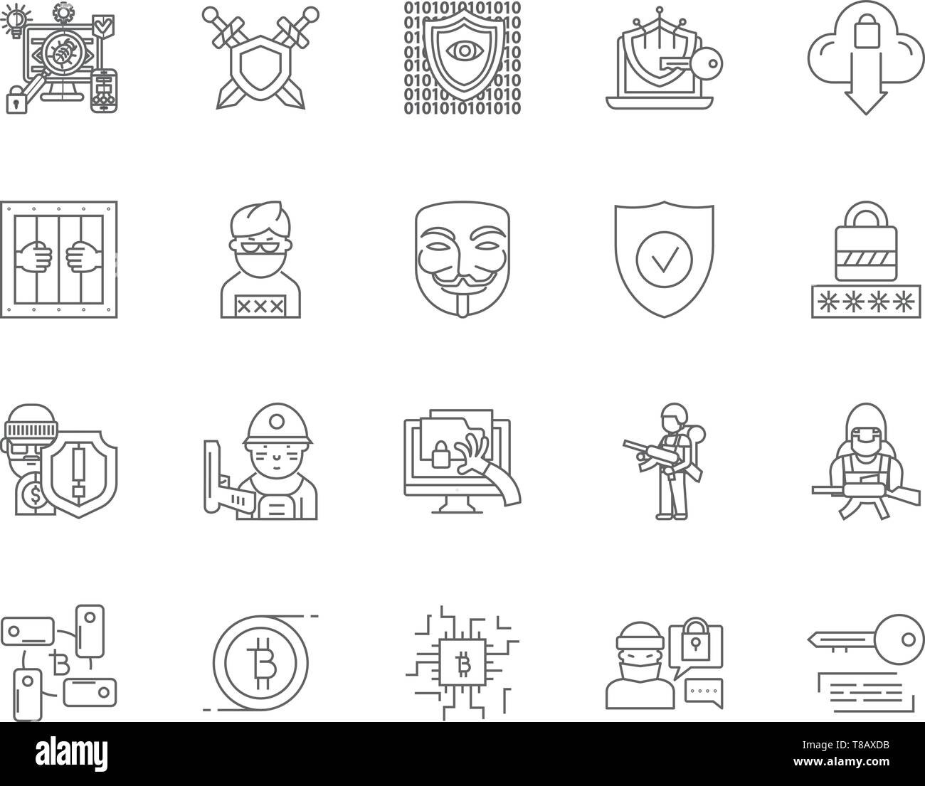 Guard line icons, signs, vector set, outline illustration concept Stock ...