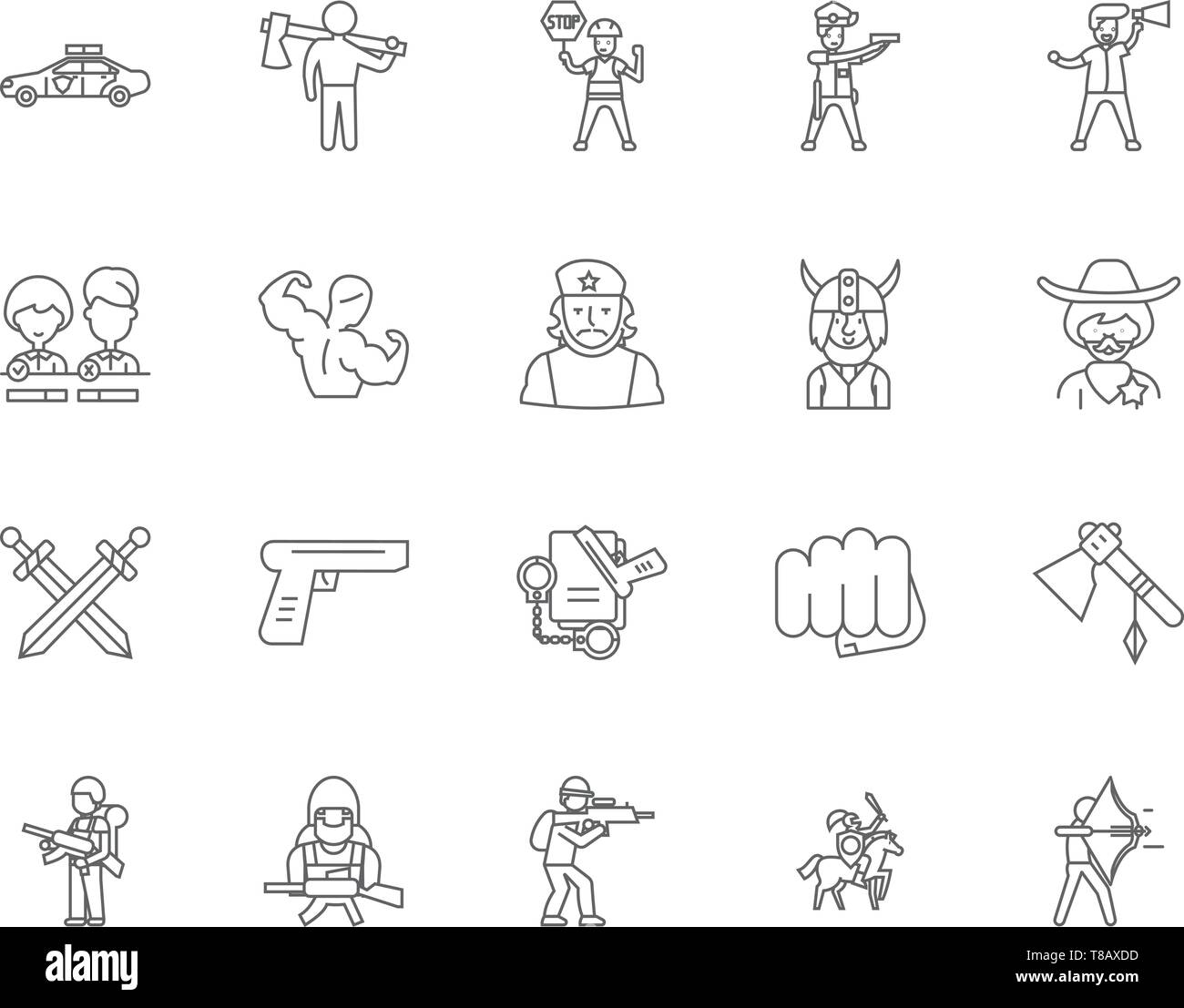Guard services line icons, signs, vector set, outline illustration ...