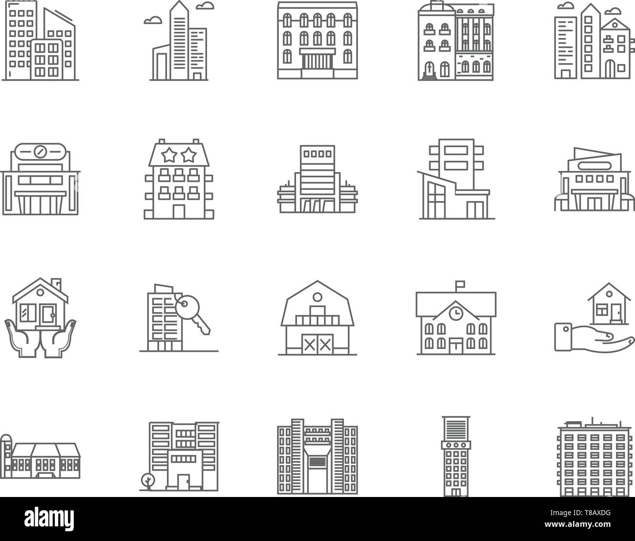 Guest house line icons, signs, vector set, outline illustration concept ...