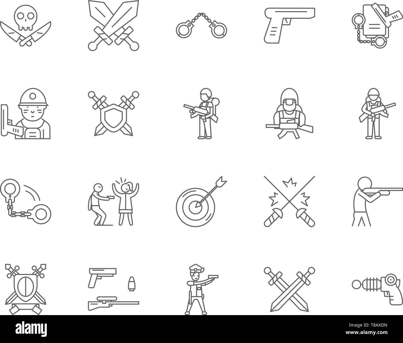 Gun dealers line icons, signs, vector set, outline illustration concept ...