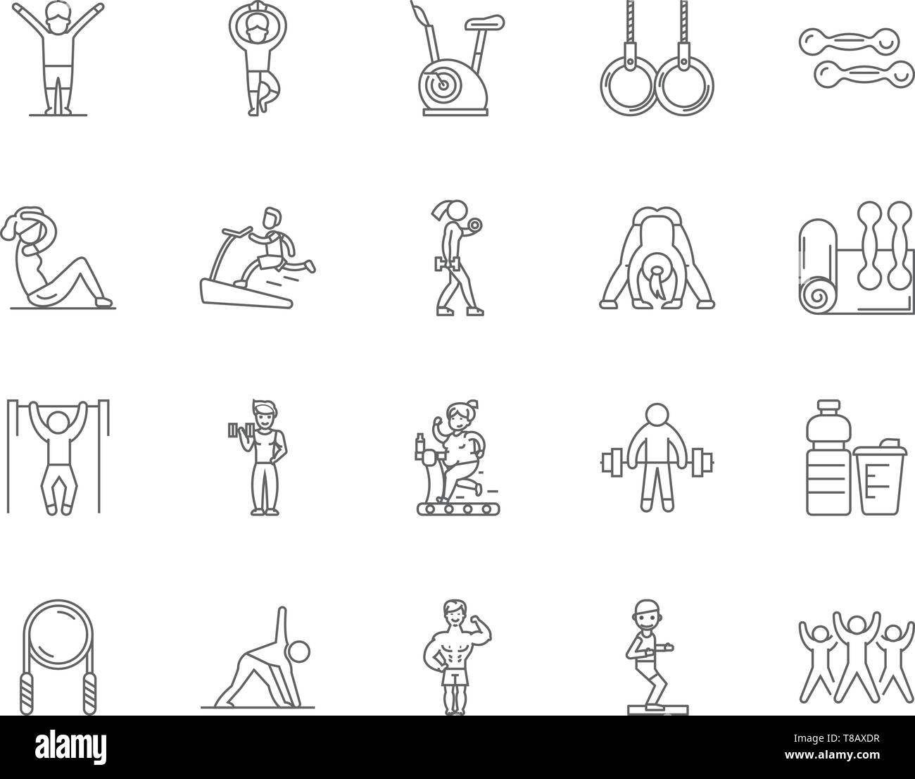 Gym line icons, signs, vector set, outline illustration concept Stock Vector Image & Art - Alamy