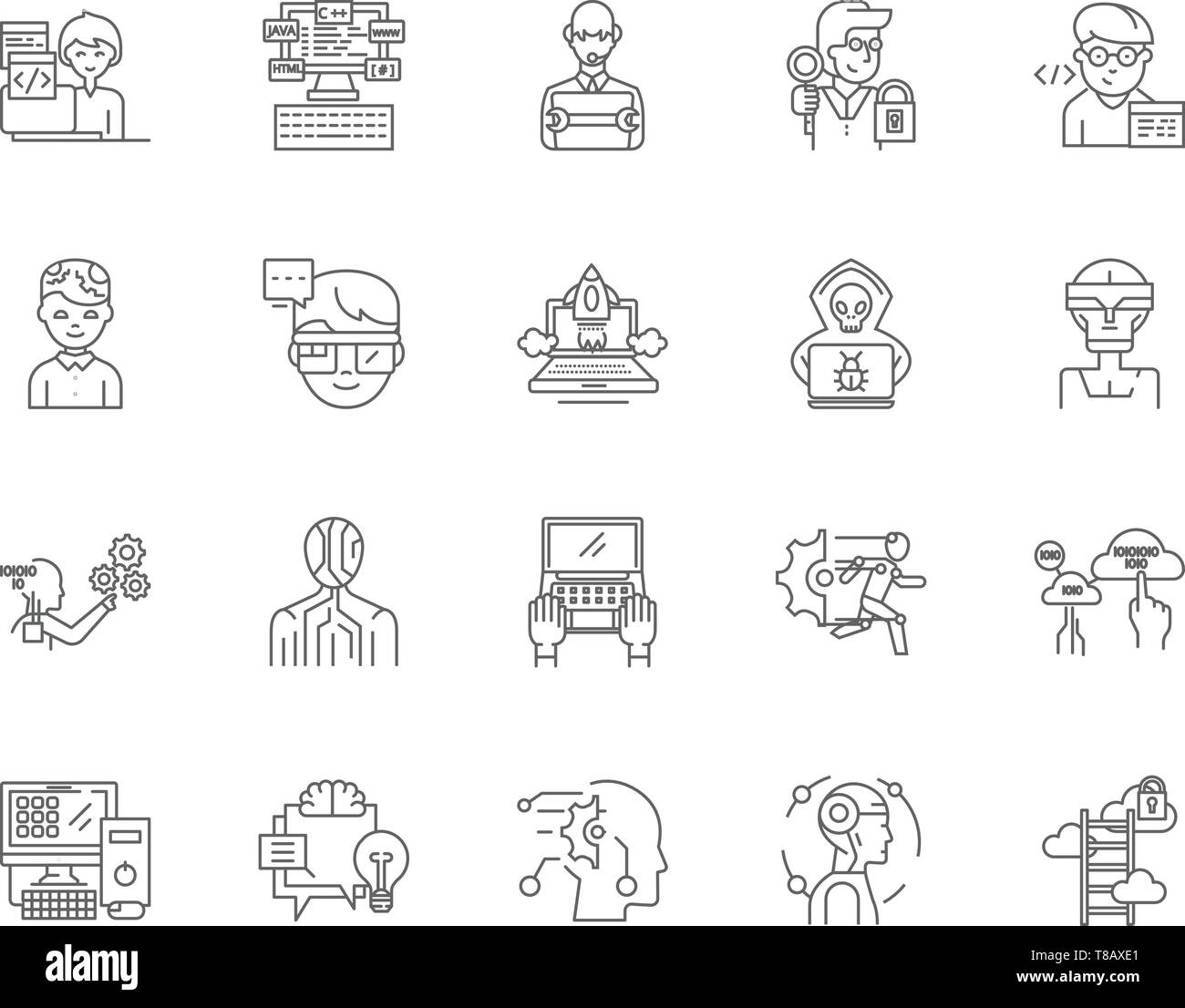 Hacker line icons, signs, vector set, outline illustration concept Stock Vector Image & Art - Alamy