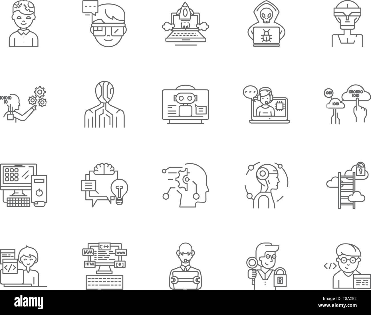 Hackers line icons, signs, vector set, outline illustration concept Stock Vector Image & Art - Alamy