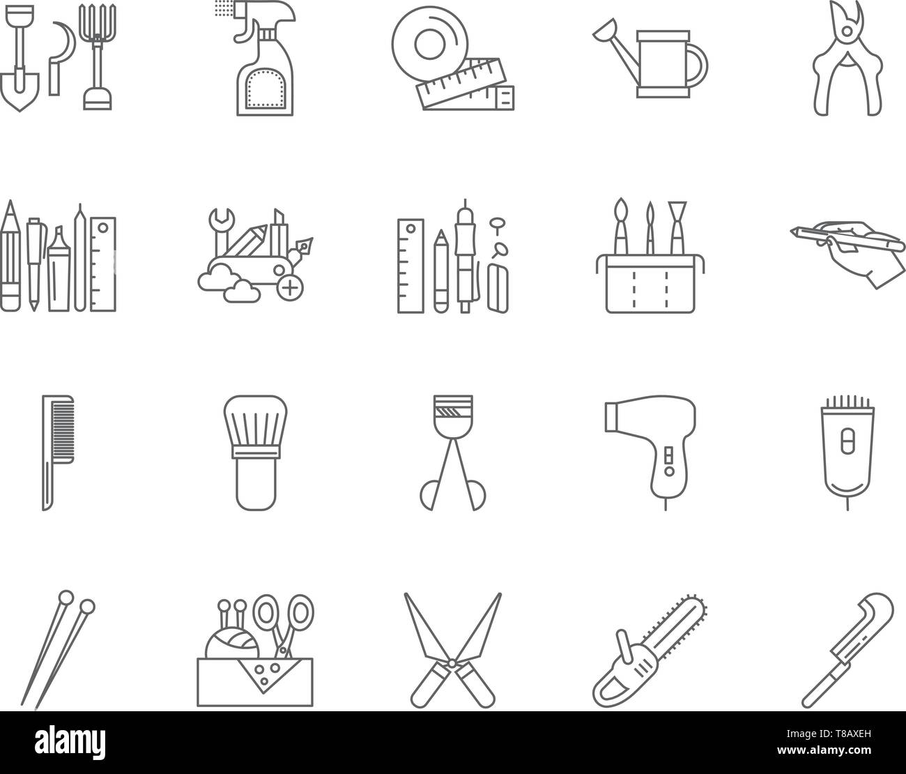 Handtools line icons, signs, vector set, outline illustration concept ...
