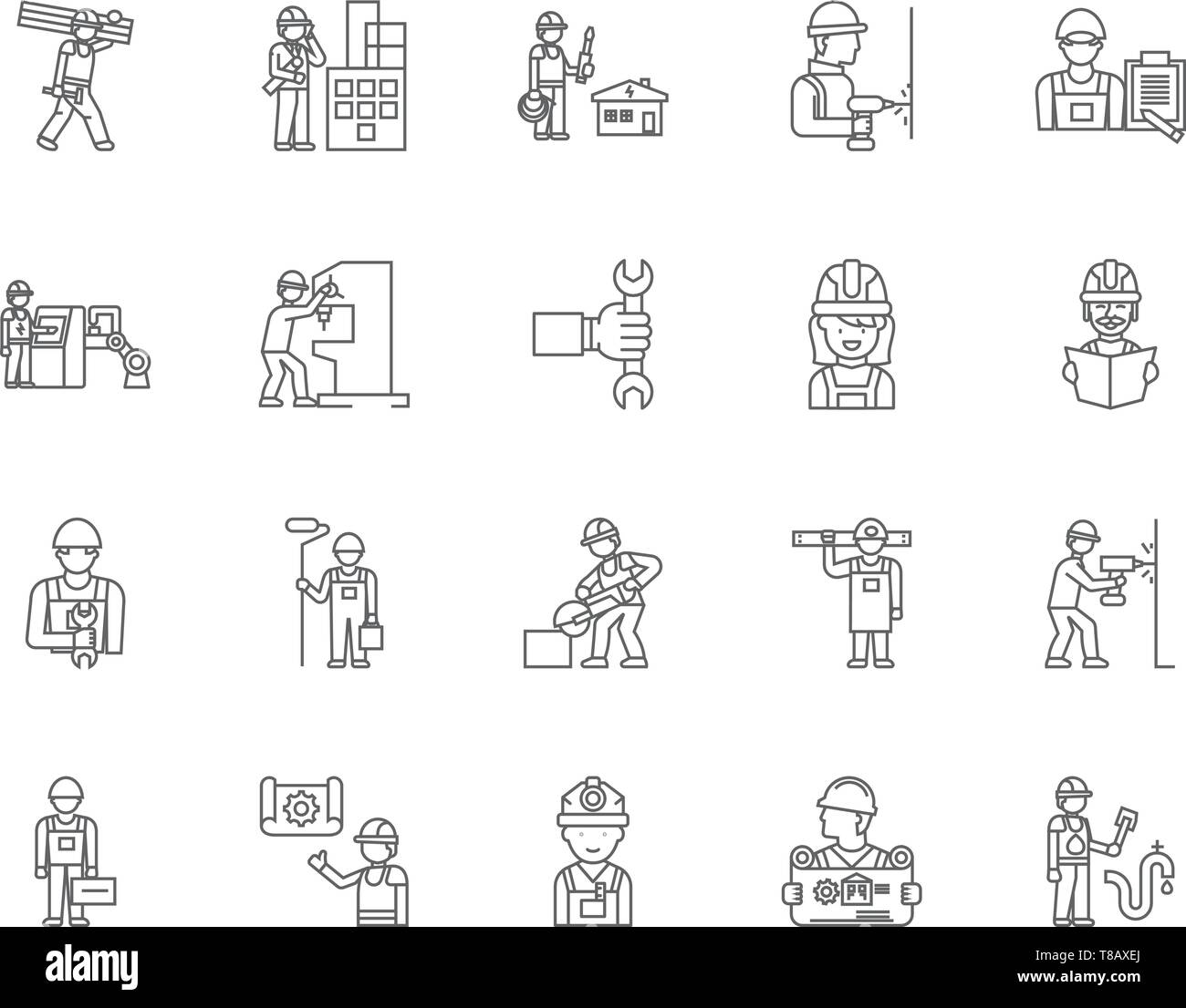 Handyman line icons, signs, vector set, outline illustration concept ...