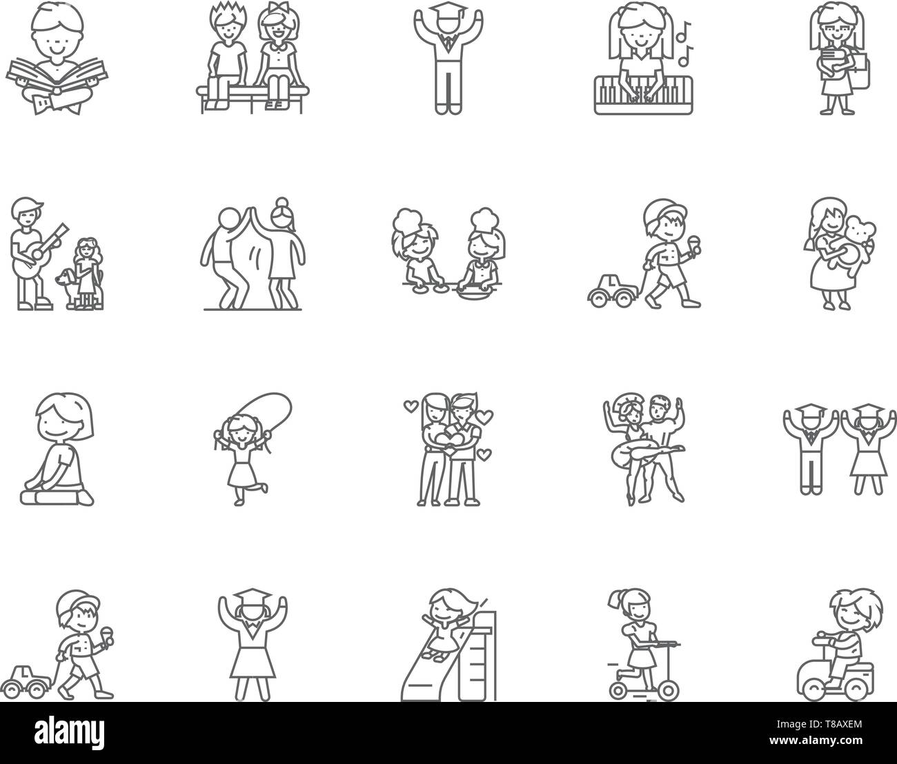 Happy line icons, signs, vector set, outline illustration concept Stock ...