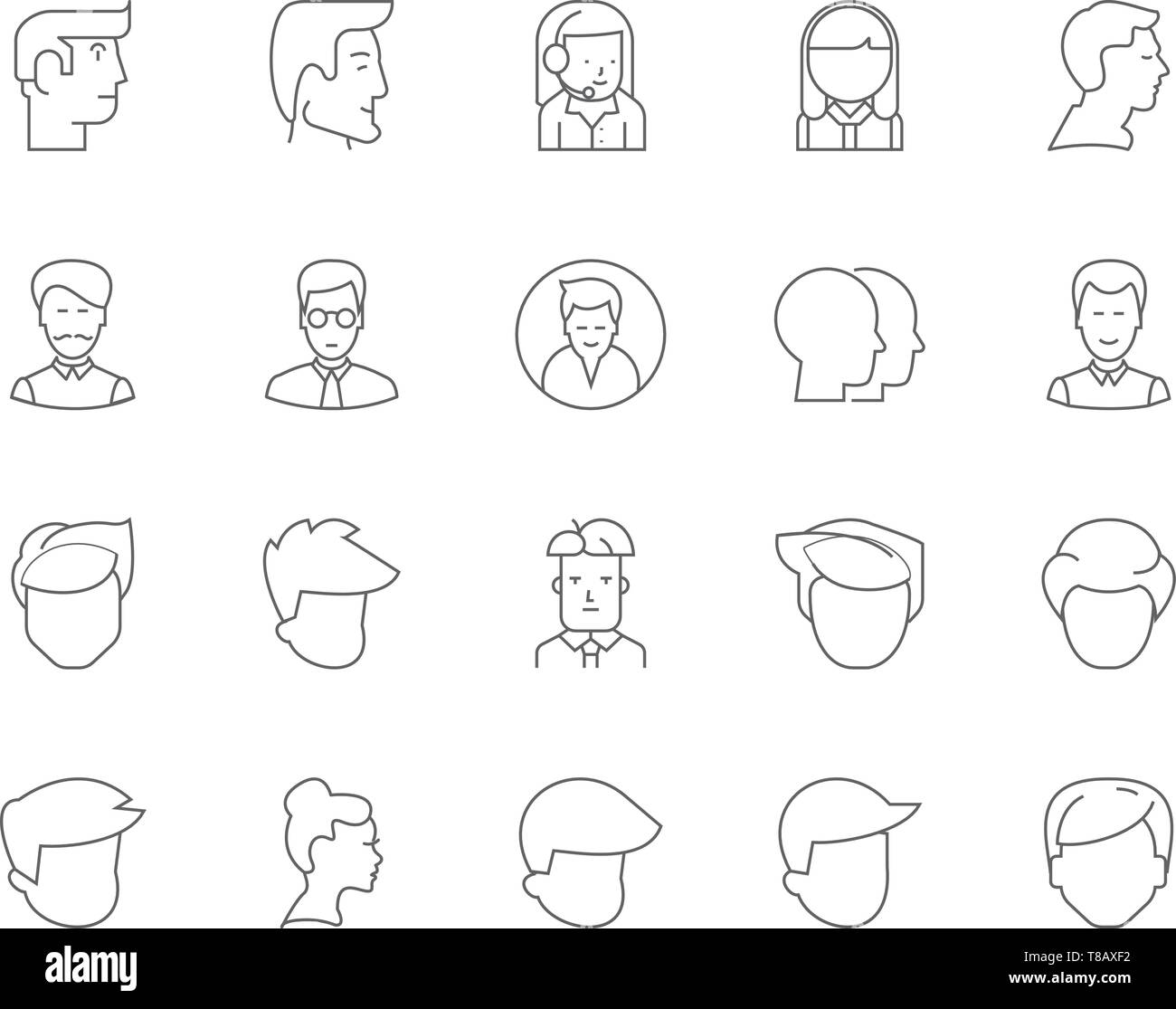 Head line icons, signs, vector set, outline illustration concept Stock ...