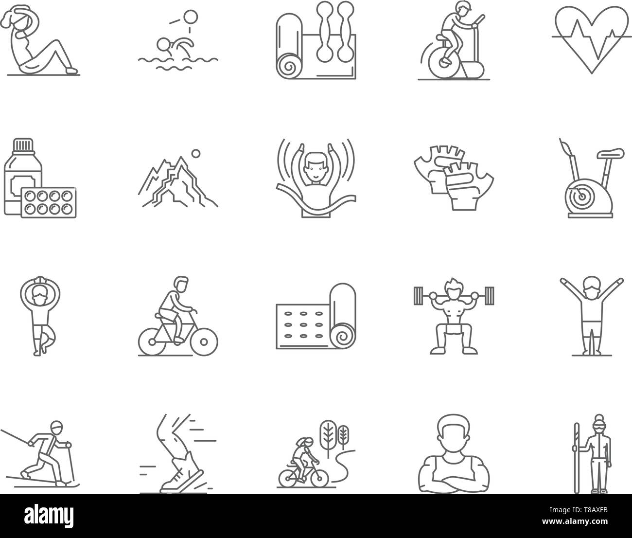 Health club line icons, signs, vector set, outline illustration concept ...