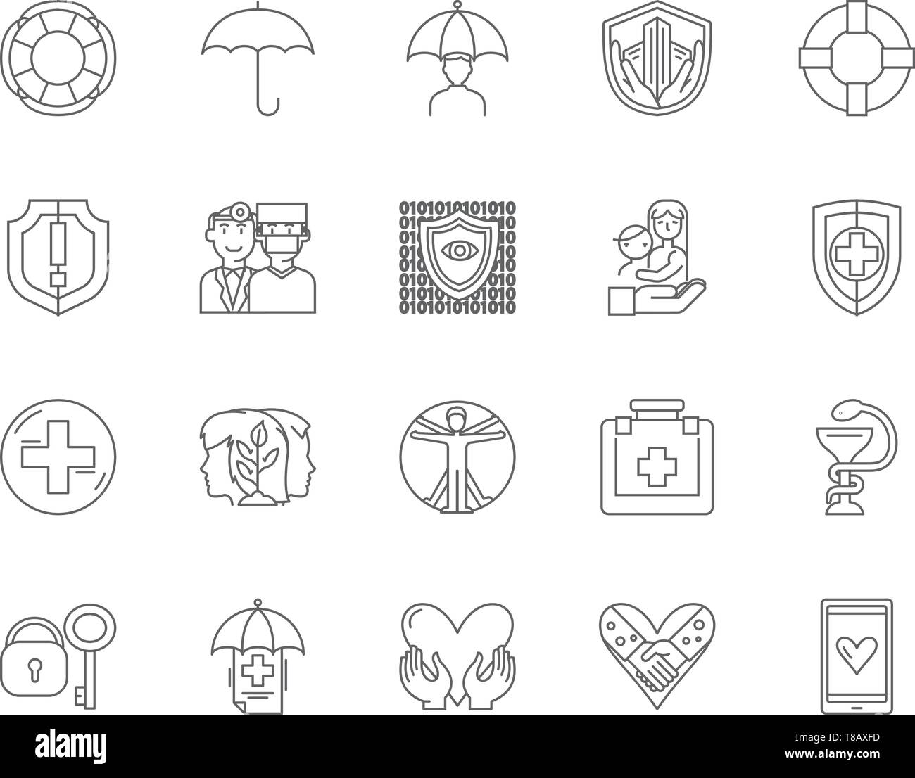 Health insurance line icons, signs, vector set, outline illustration ...