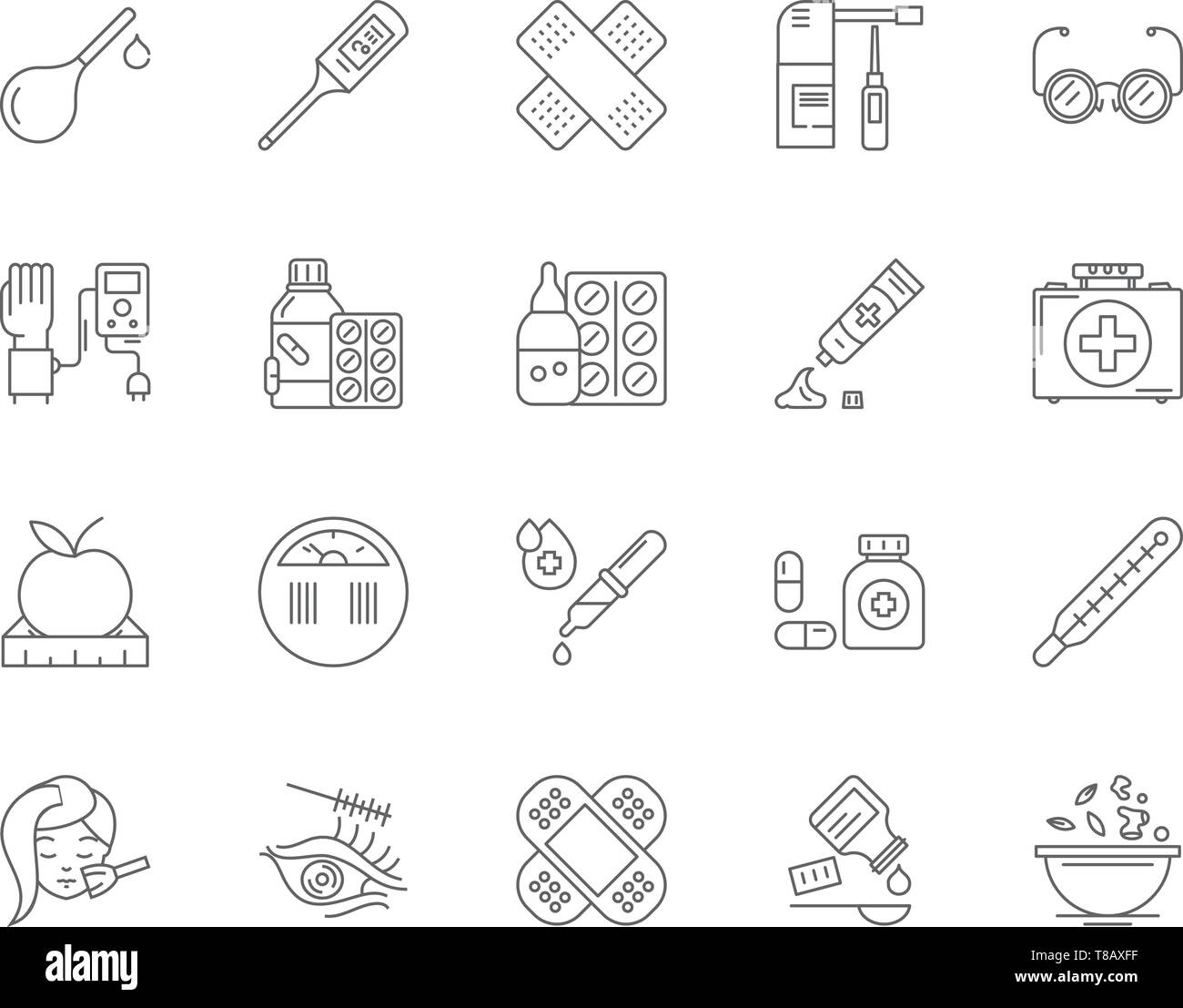 Health supplements line icons, signs, vector set, outline illustration ...