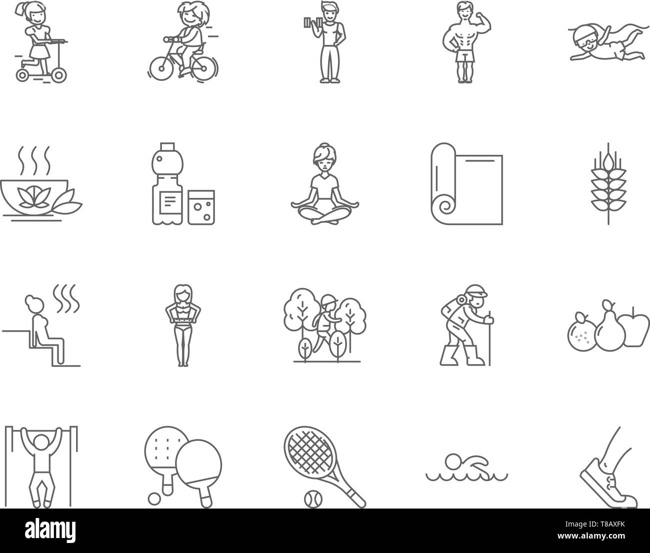 Healthy lifestyle line icons, signs, vector set, outline illustration ...