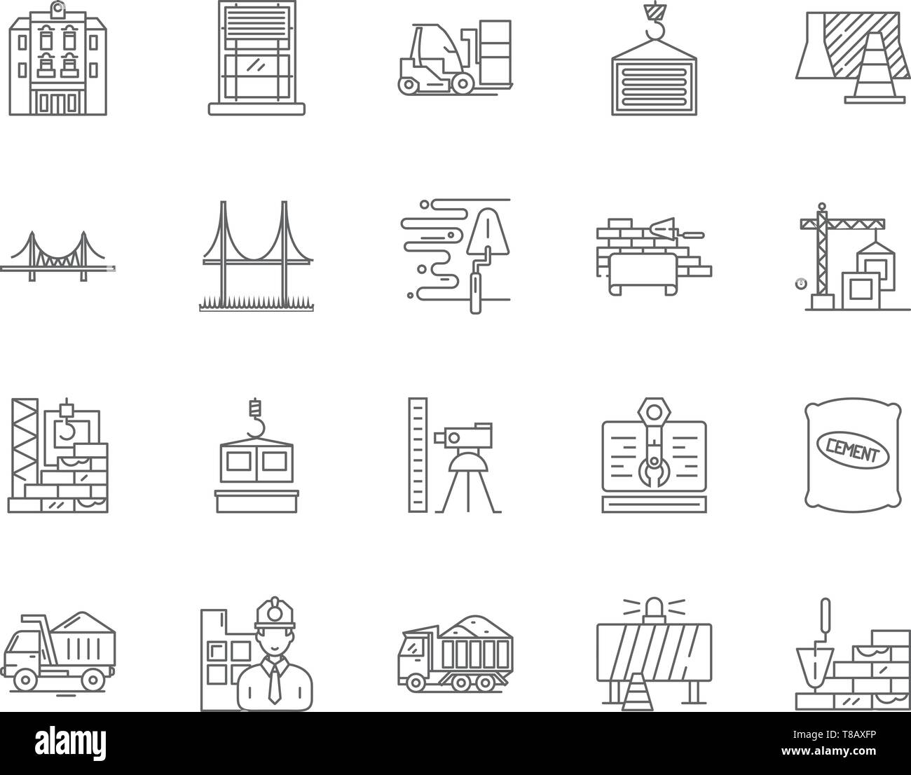 Heavy constructions line icons, signs, vector set, outline illustration ...