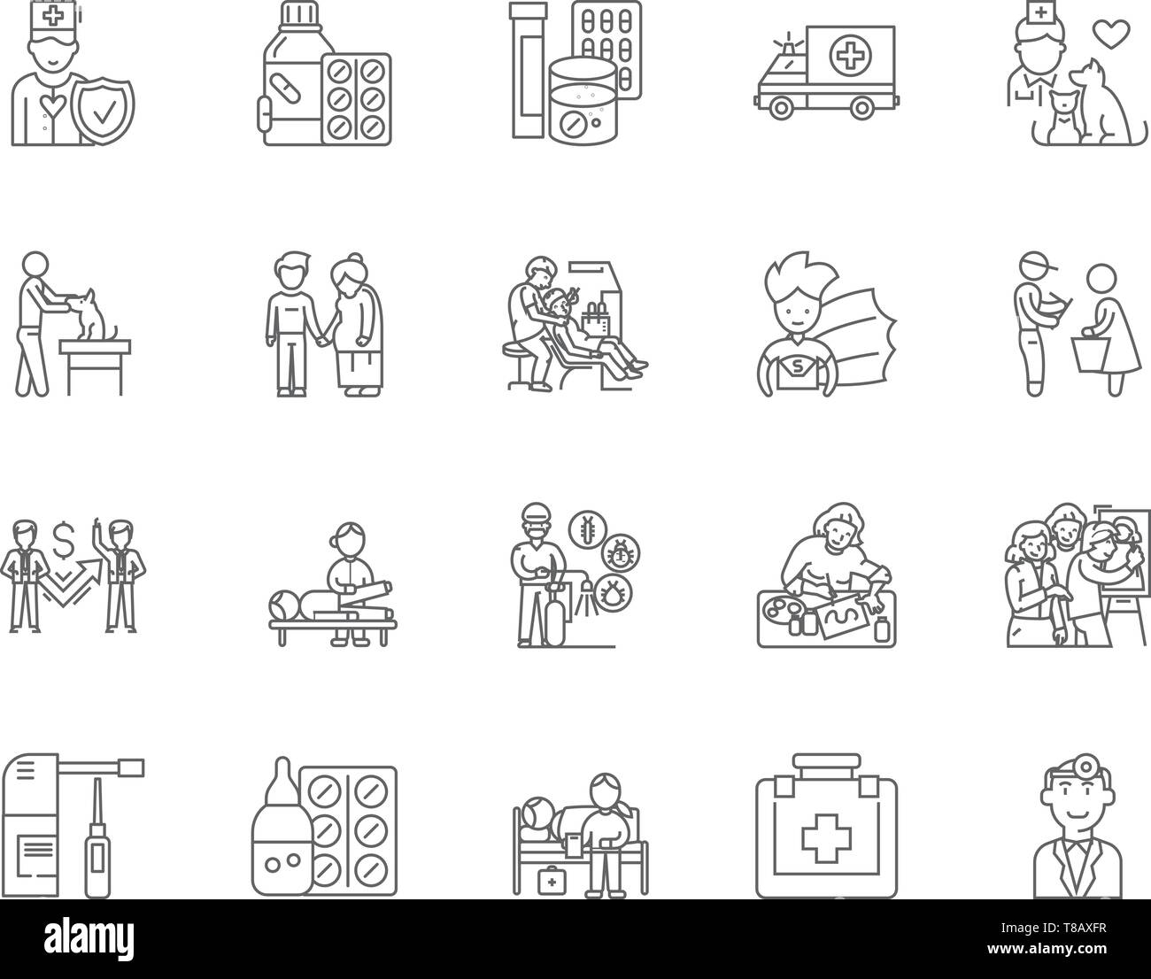 Help line icons, signs, vector set, outline illustration concept Stock ...