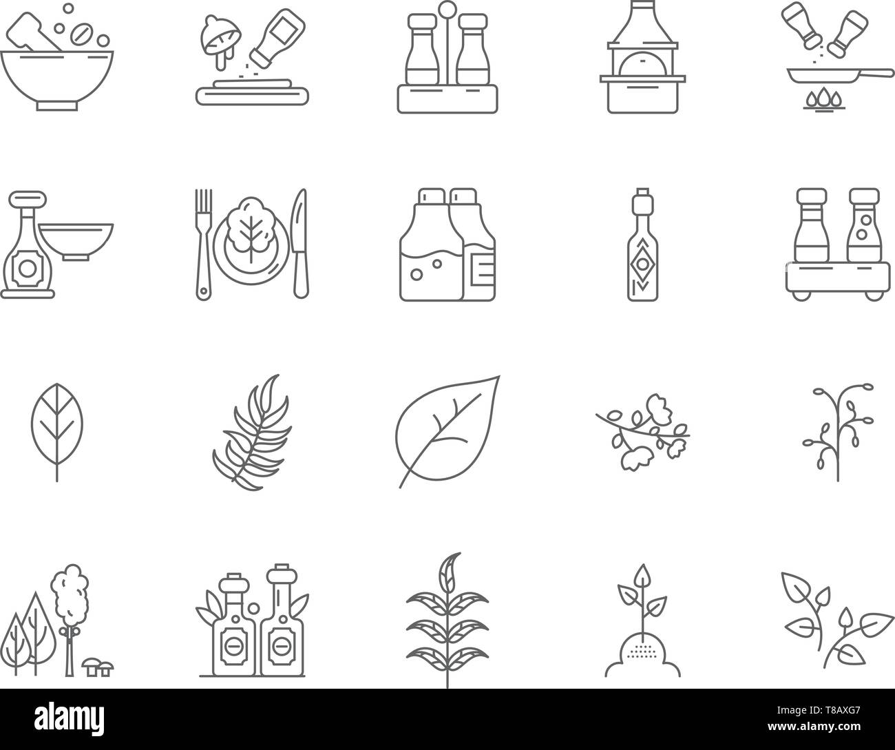 Herbs and spices line icons, signs, vector set, outline illustration ...