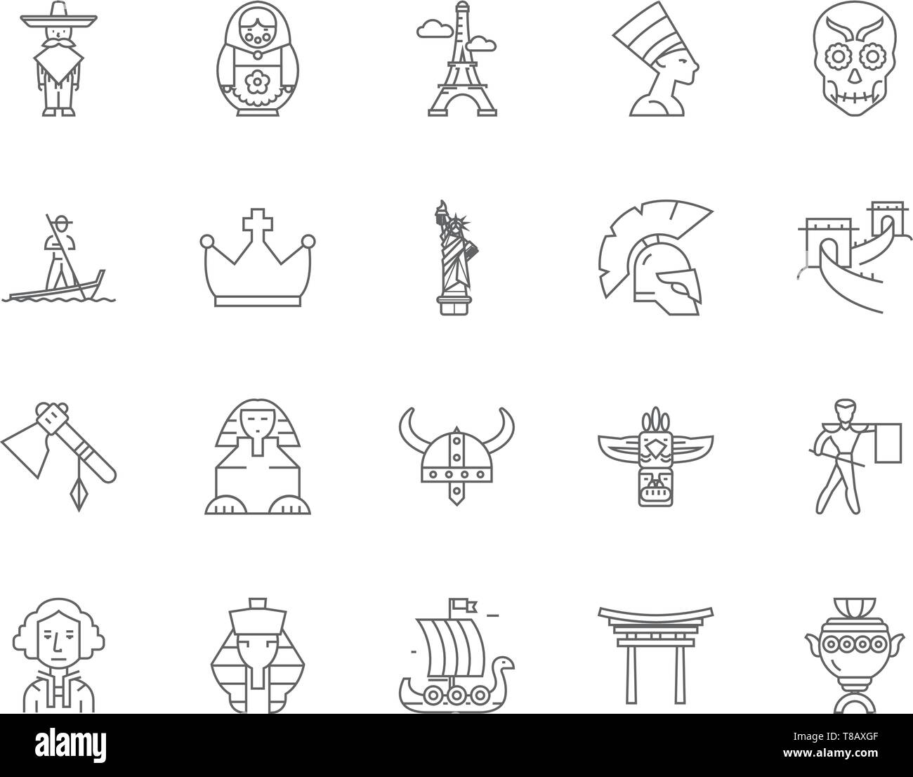 History line icons, signs, vector set, outline illustration concept ...