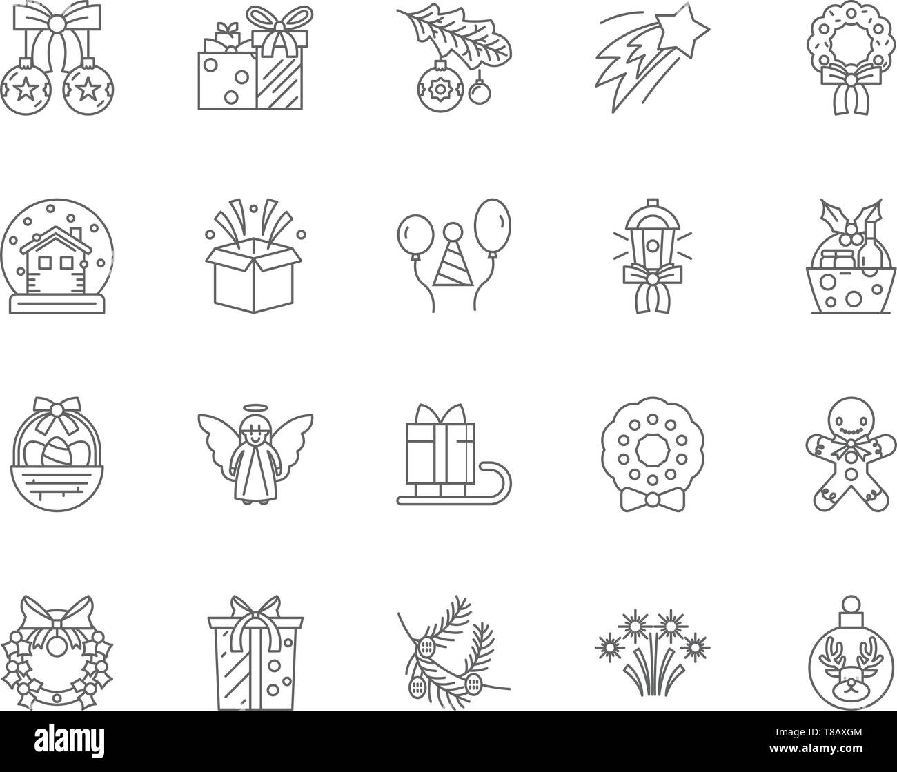 Holiday line icons, signs, vector set, outline illustration concept ...