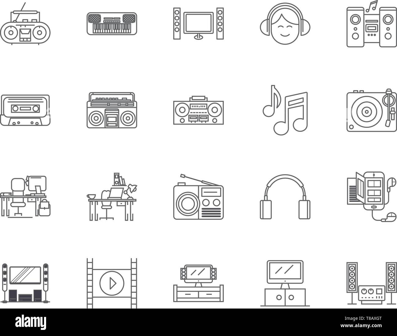 Home audio line icons, signs, vector set, outline illustration concept ...