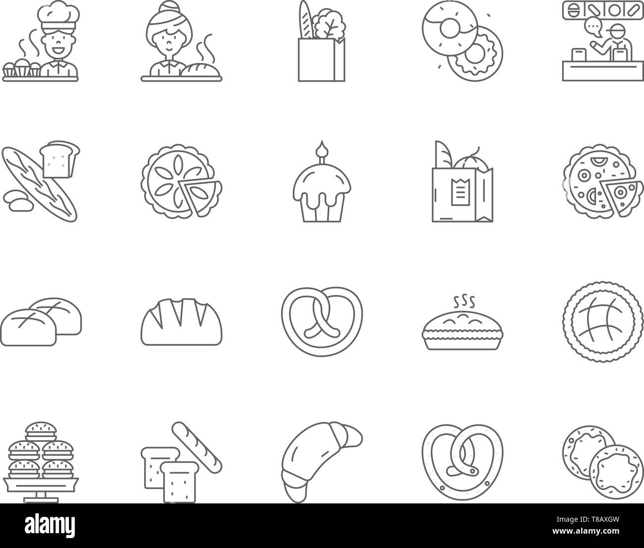 Home bakery line icons, signs, vector set, outline illustration concept ...