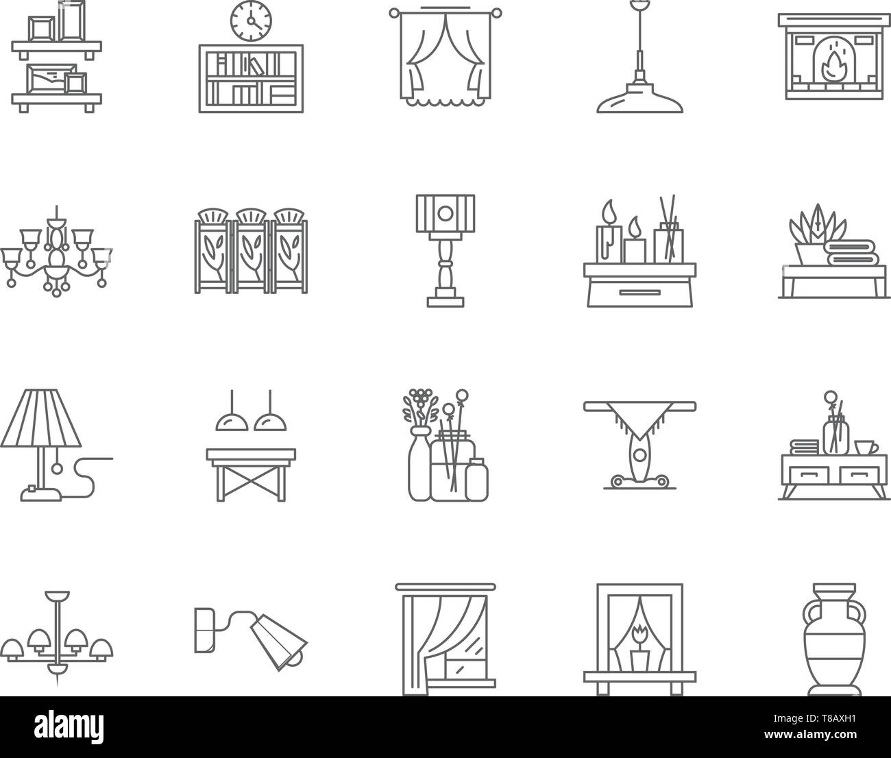 Home decoration line icons, signs, vector set, outline illustration ...