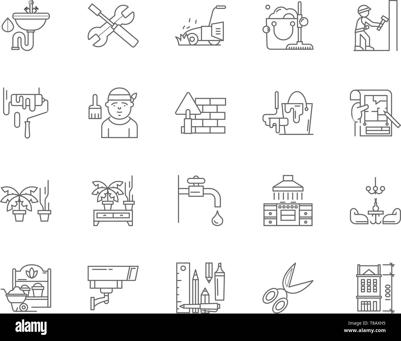 Home improvement line icons, signs, vector set, outline illustration ... Home improvement line icons, signs, vector set, outline illustration ...