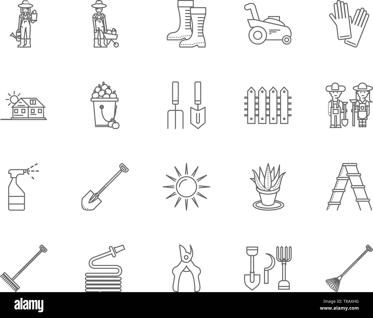 Horticulture line icons, signs, vector set, outline illustration ...