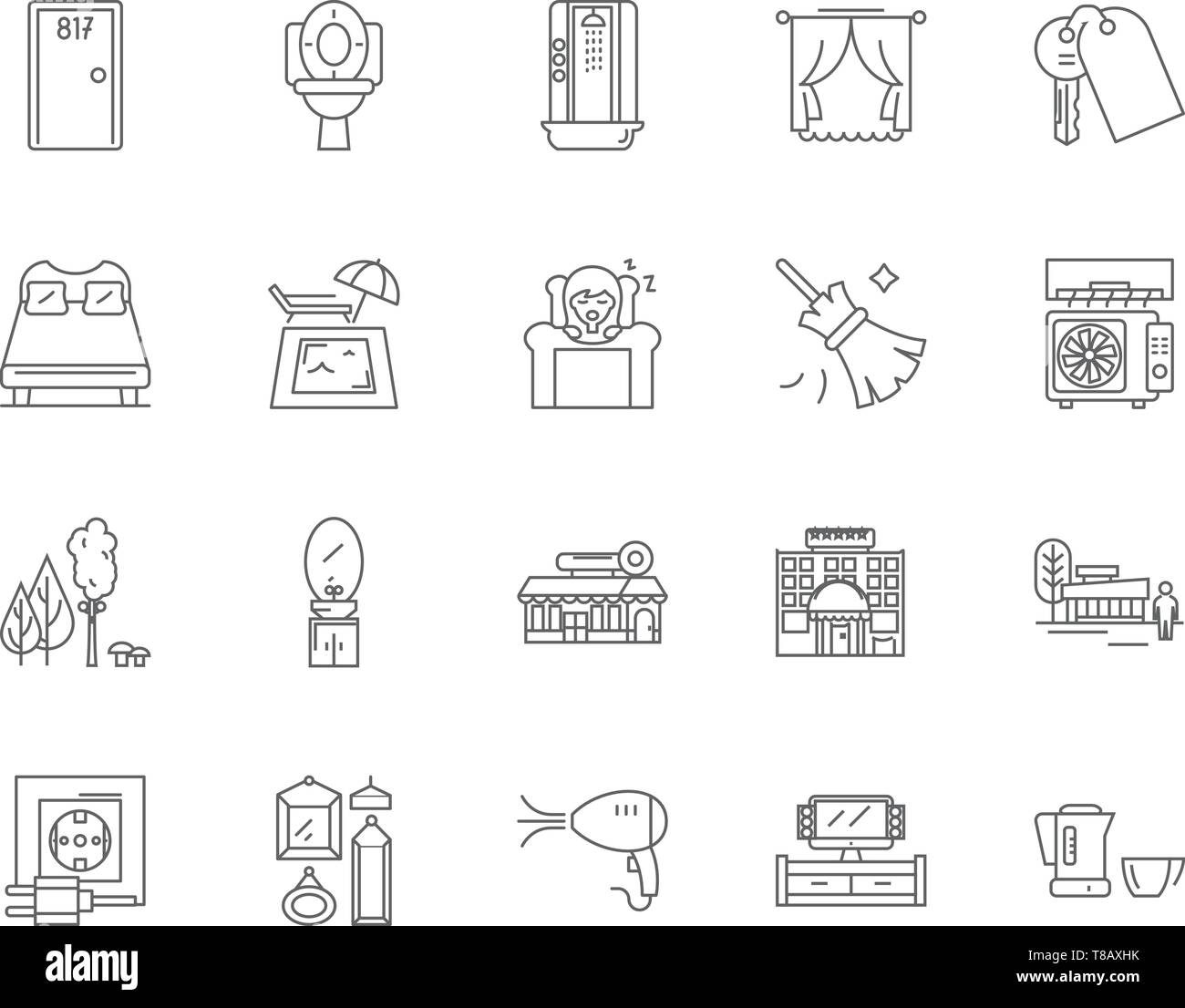 Hotel line icons, signs, vector set, outline illustration concept Stock ...