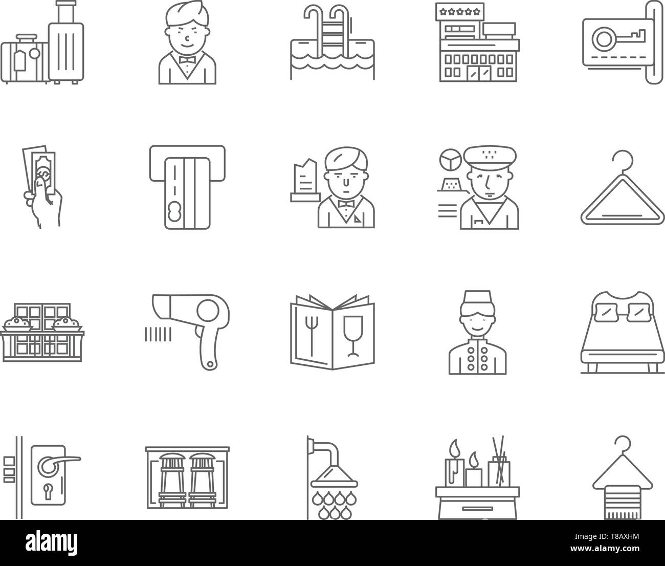 Hotel concept line icons, signs, vector set, outline illustration ...