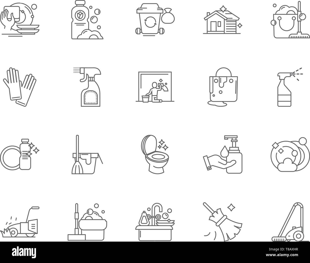 House cleaning line icons, signs, vector set, outline illustration ...