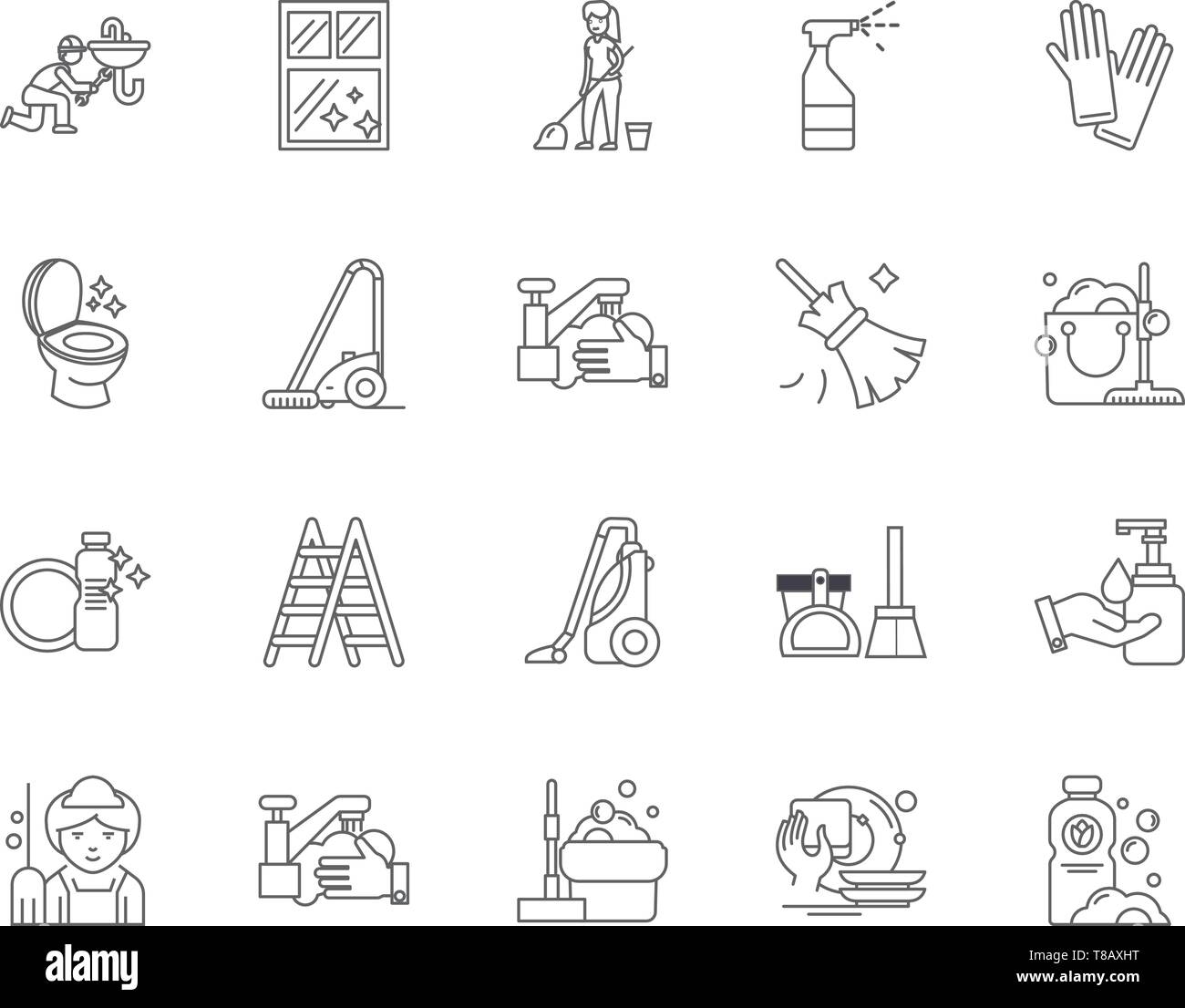House clearance line icons, signs, vector set, outline illustration ...