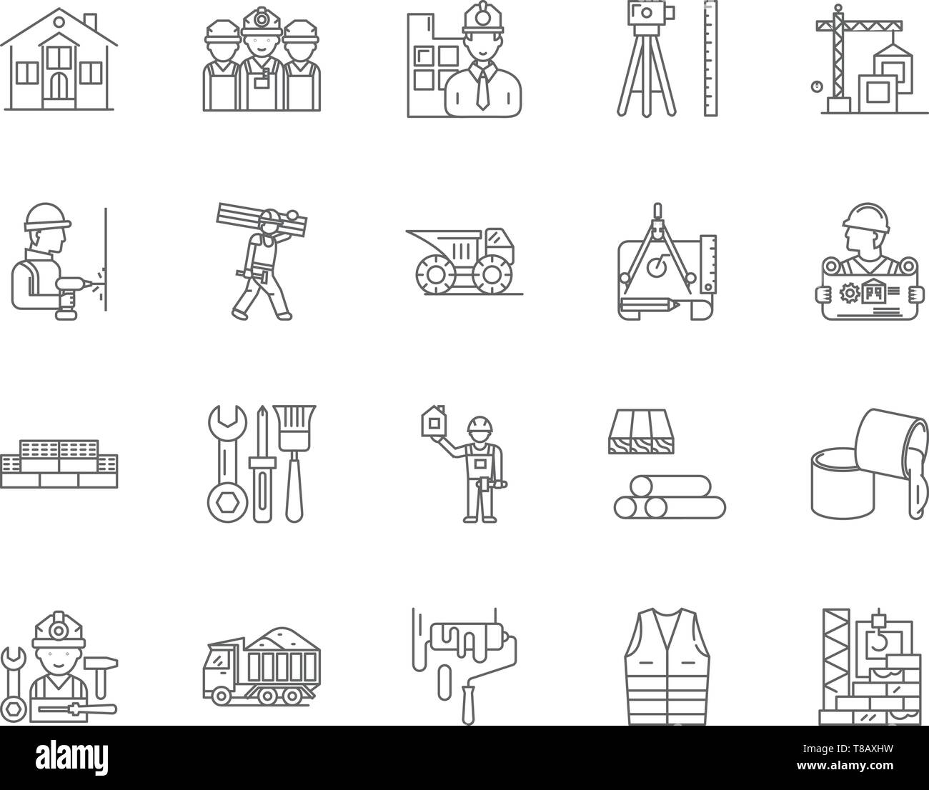 House construction line icons, signs, vector set, outline illustration ...