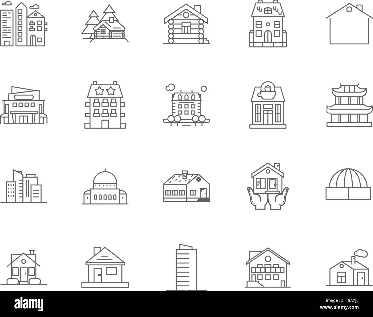House exterior line icons, signs, vector set, outline illustration ...
