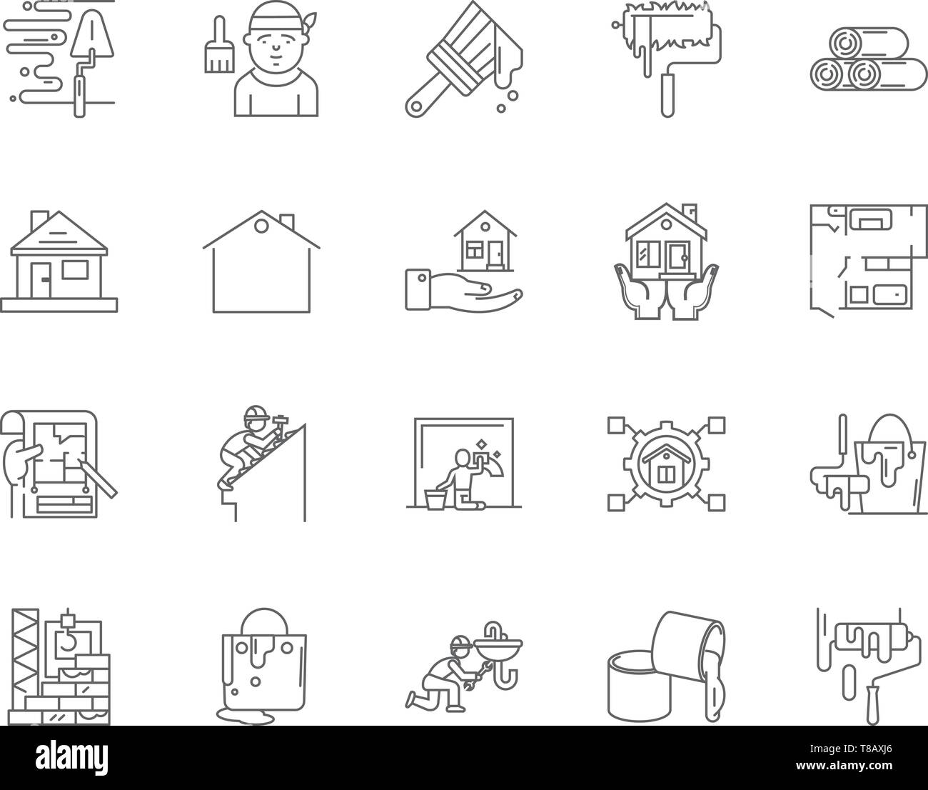 House renovation line icons, signs, vector set, outline illustration ...