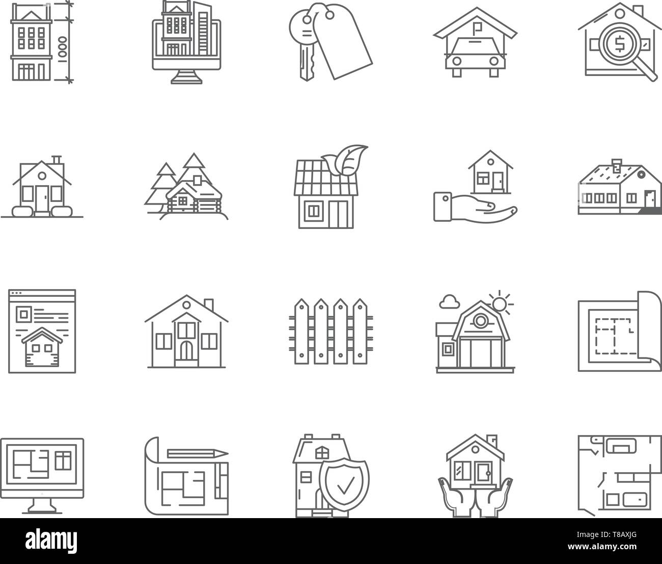 Houses for sale line icons, signs, vector set, outline illustration ...