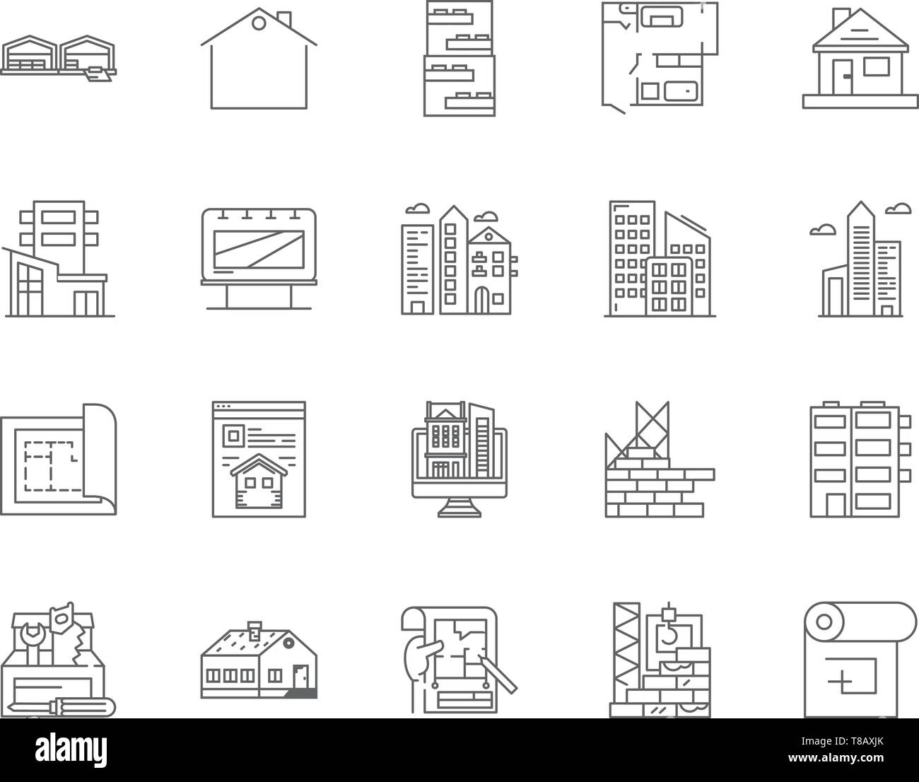 Housing line icons, signs, vector set, outline illustration concept ...