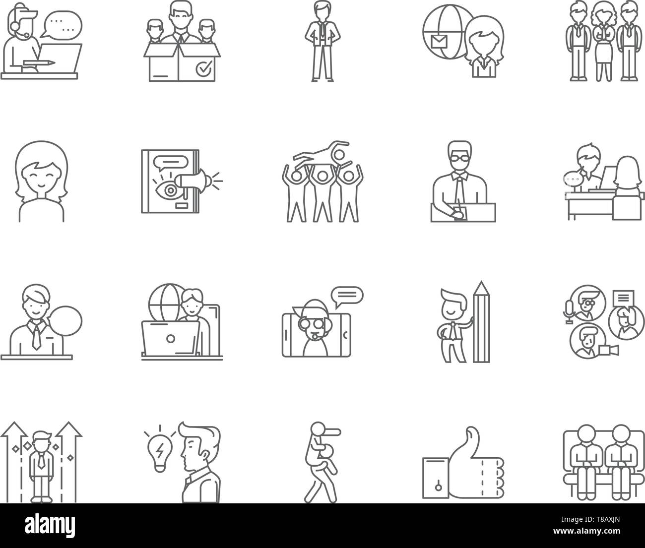 Hr support line icons, signs, vector set, outline illustration concept ...