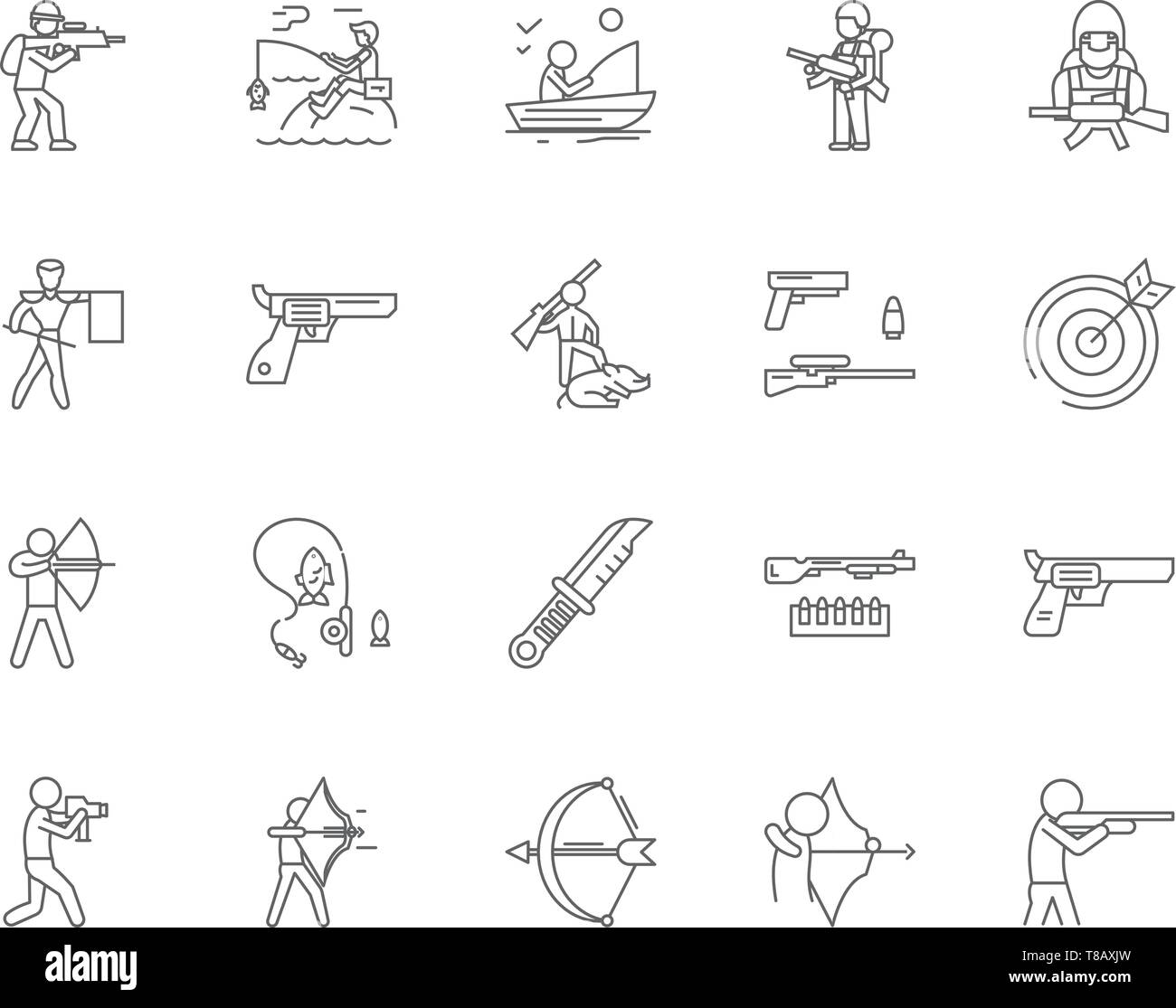 Hunting line icons, signs, vector set, outline illustration concept ...