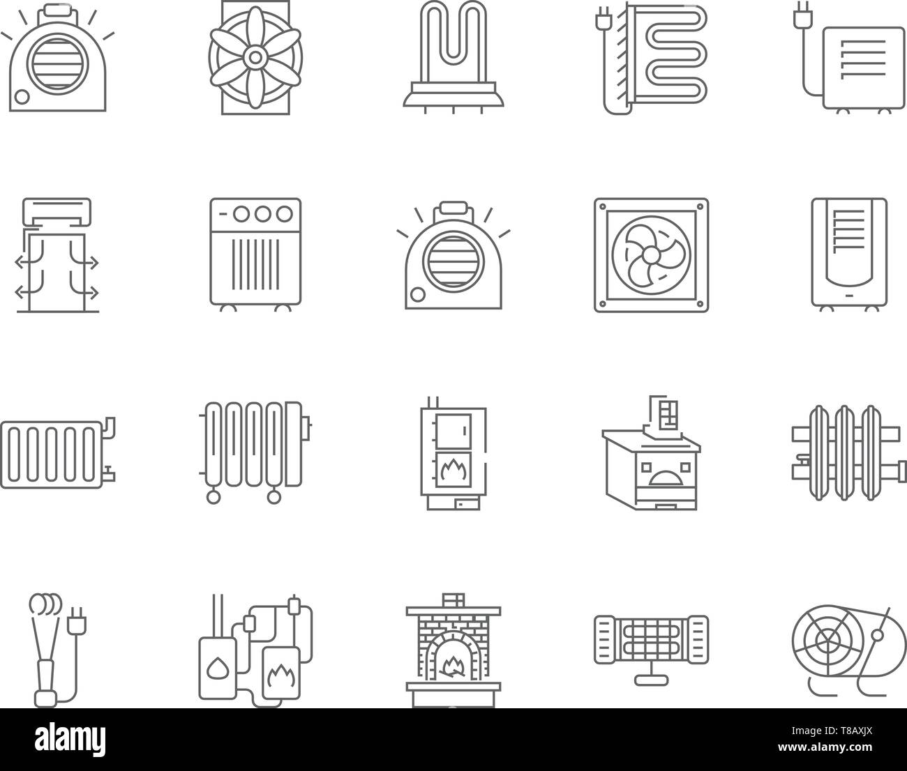 Hvac line icons, signs, vector set, outline illustration concept Stock ...