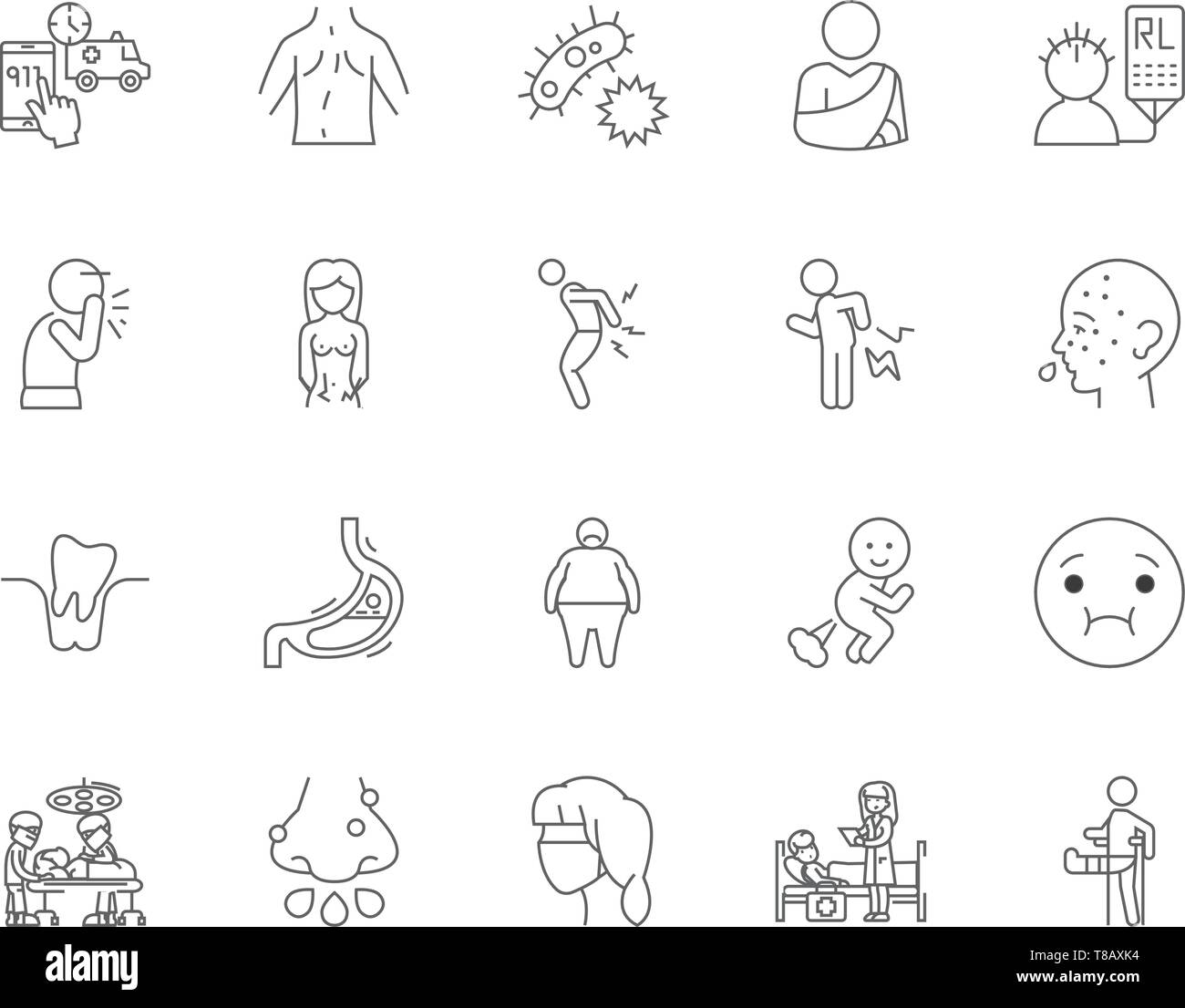 Illness line icons, signs, vector set, outline illustration concept ...