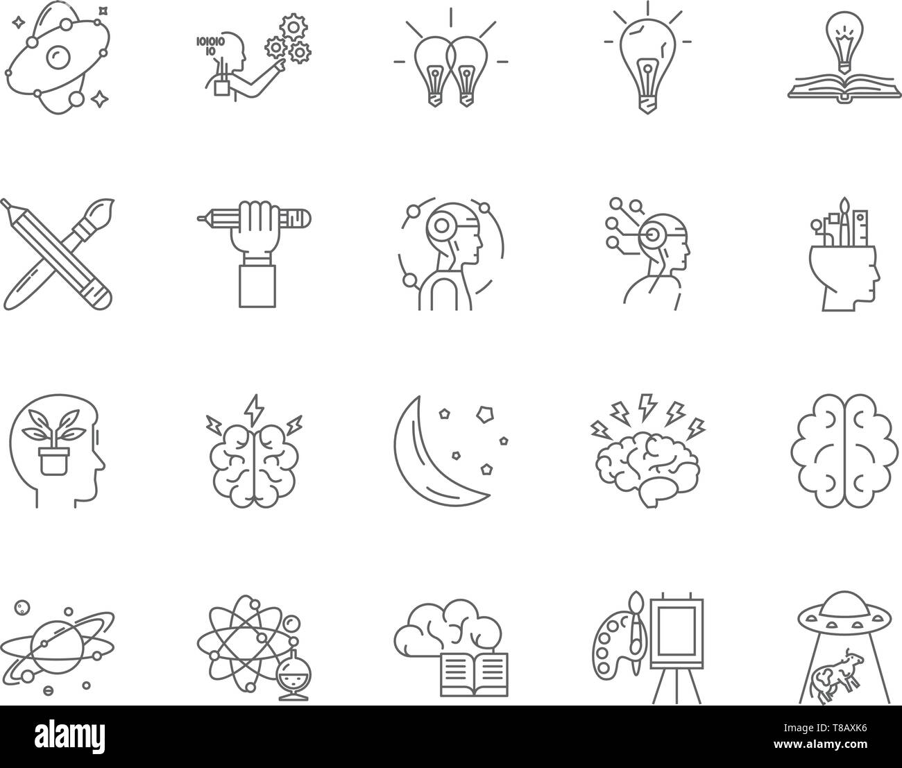 Imagination line icons, signs, vector set, outline illustration concept ...