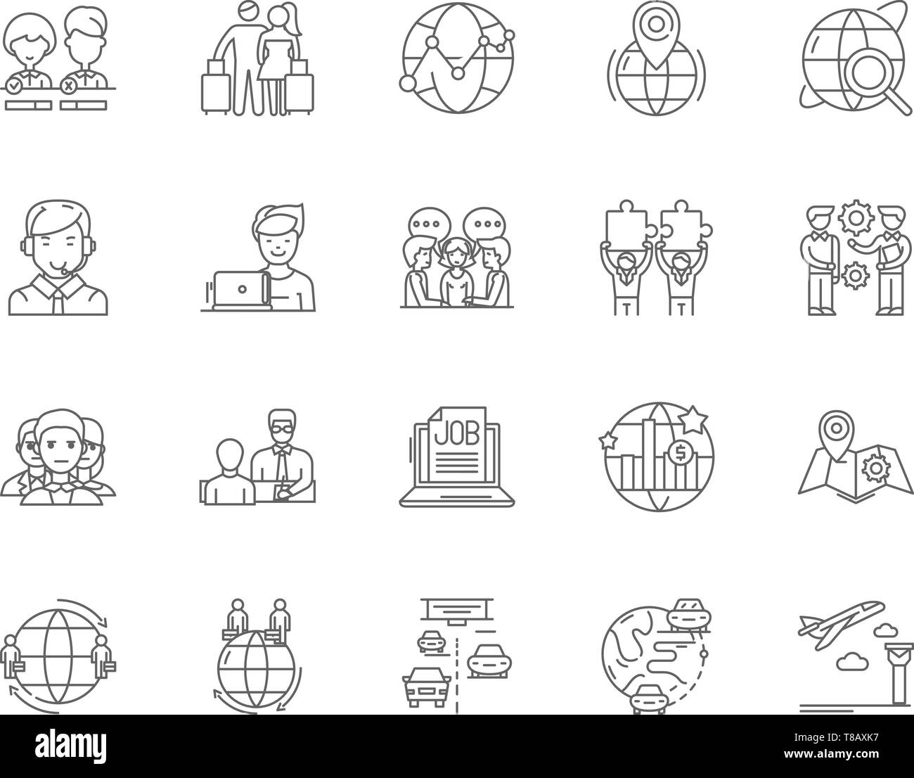 Immigration services line icons, signs, vector set, outline ...