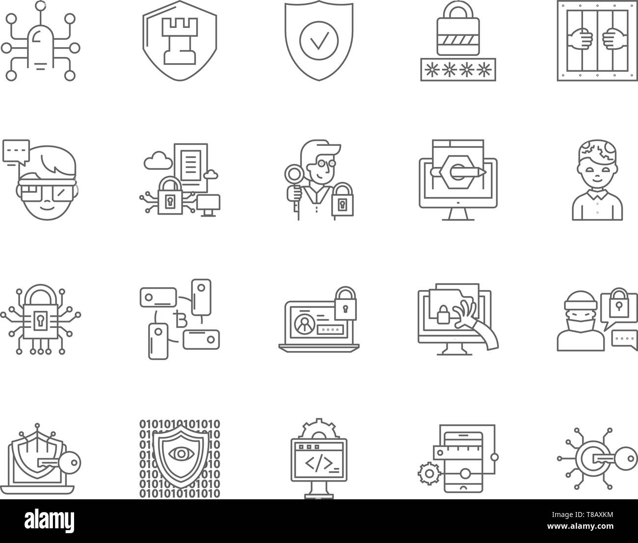 Information security line icons, signs, vector set, outline ...