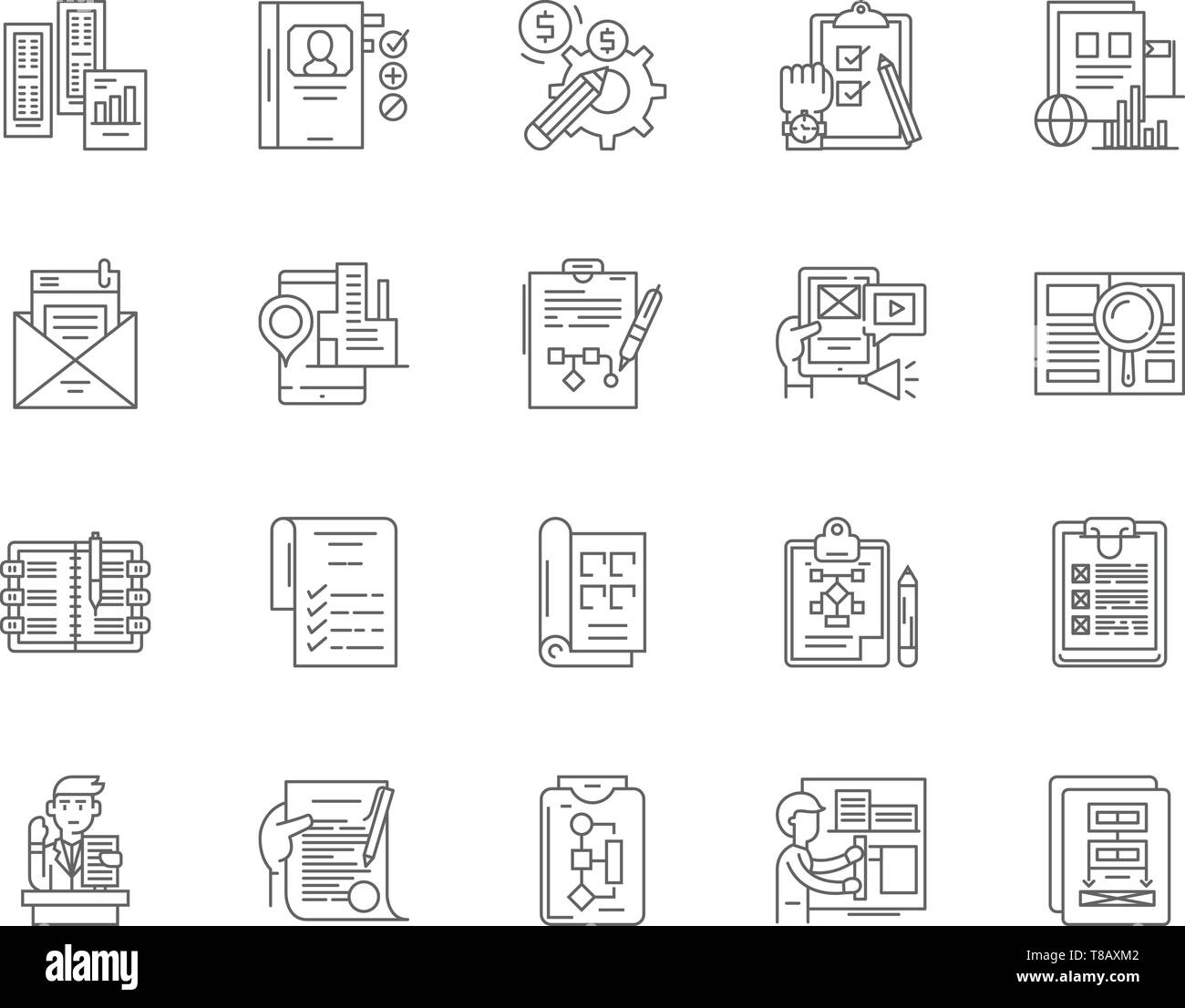 Instructions line icons, signs, vector set, outline illustration ...