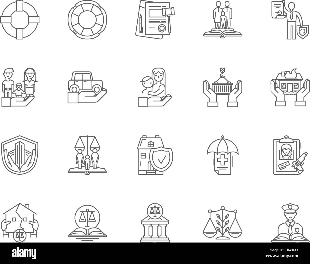 Insurance line icons, signs, vector set, outline illustration concept ...