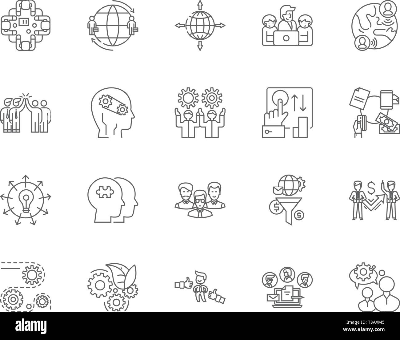 Integration line icons, signs, vector set, outline illustration concept ...