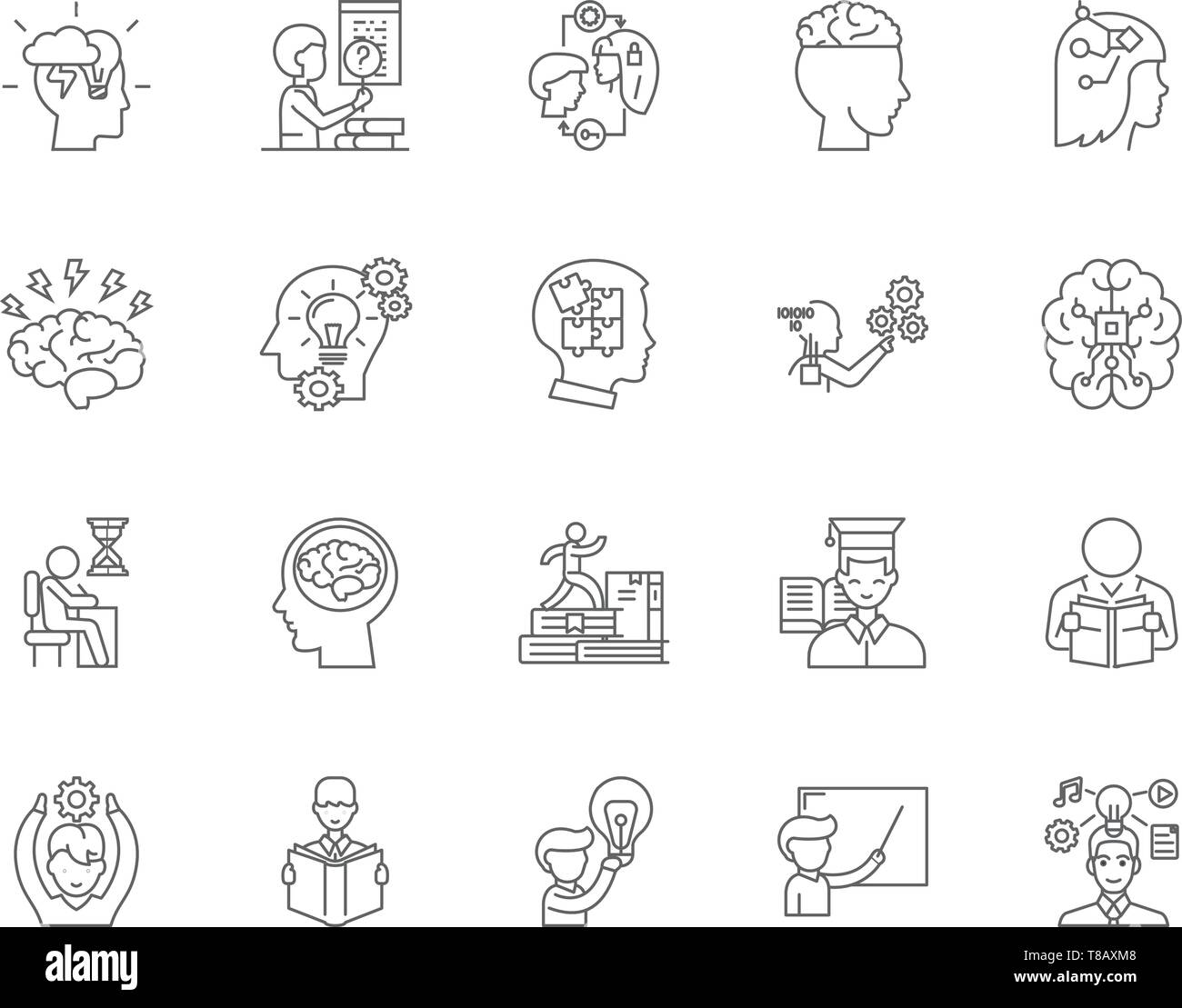 Intelligence system line icons, signs, vector set, outline illustration ...