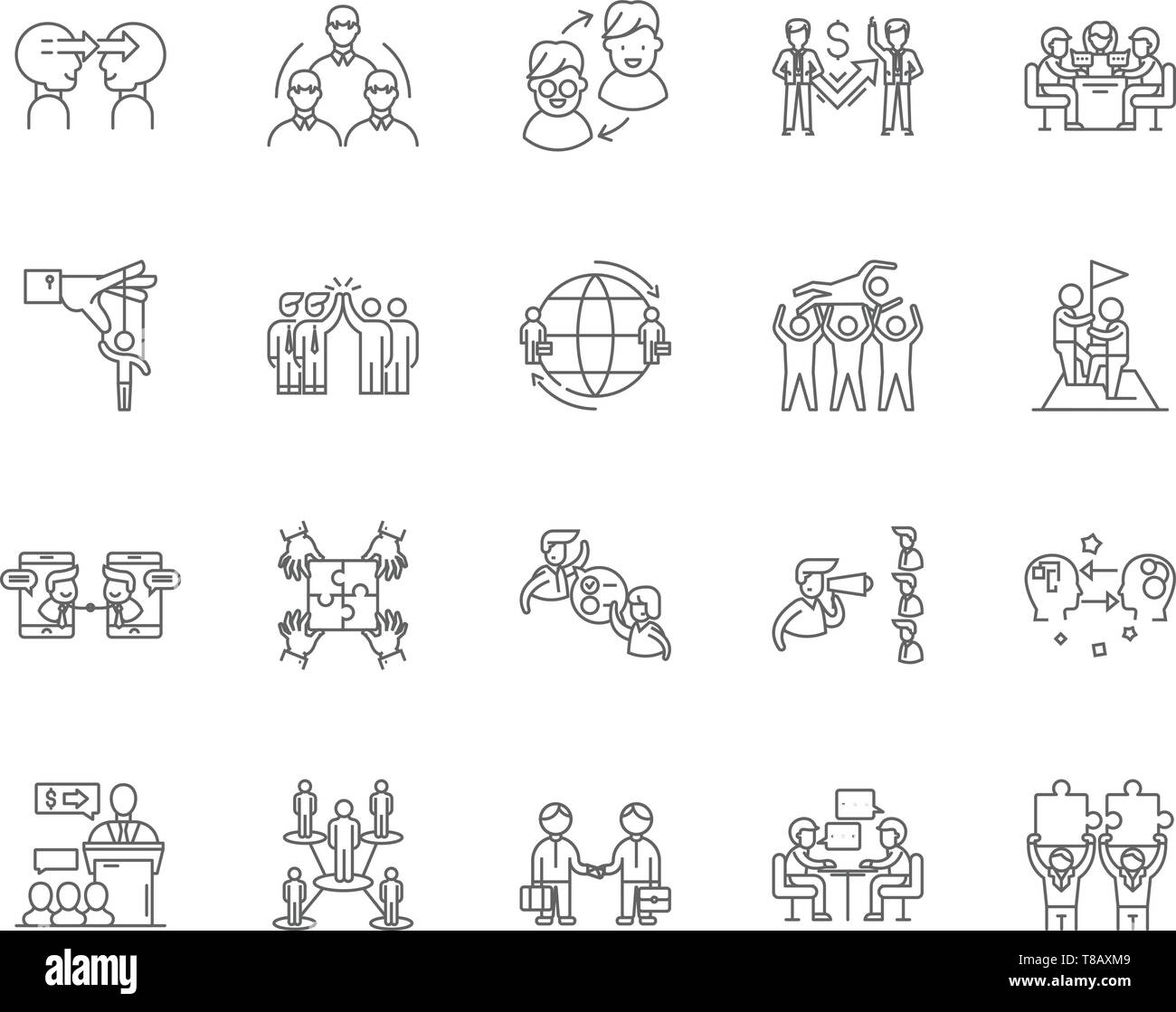 Interactions line icons, signs, vector set, outline illustration ...