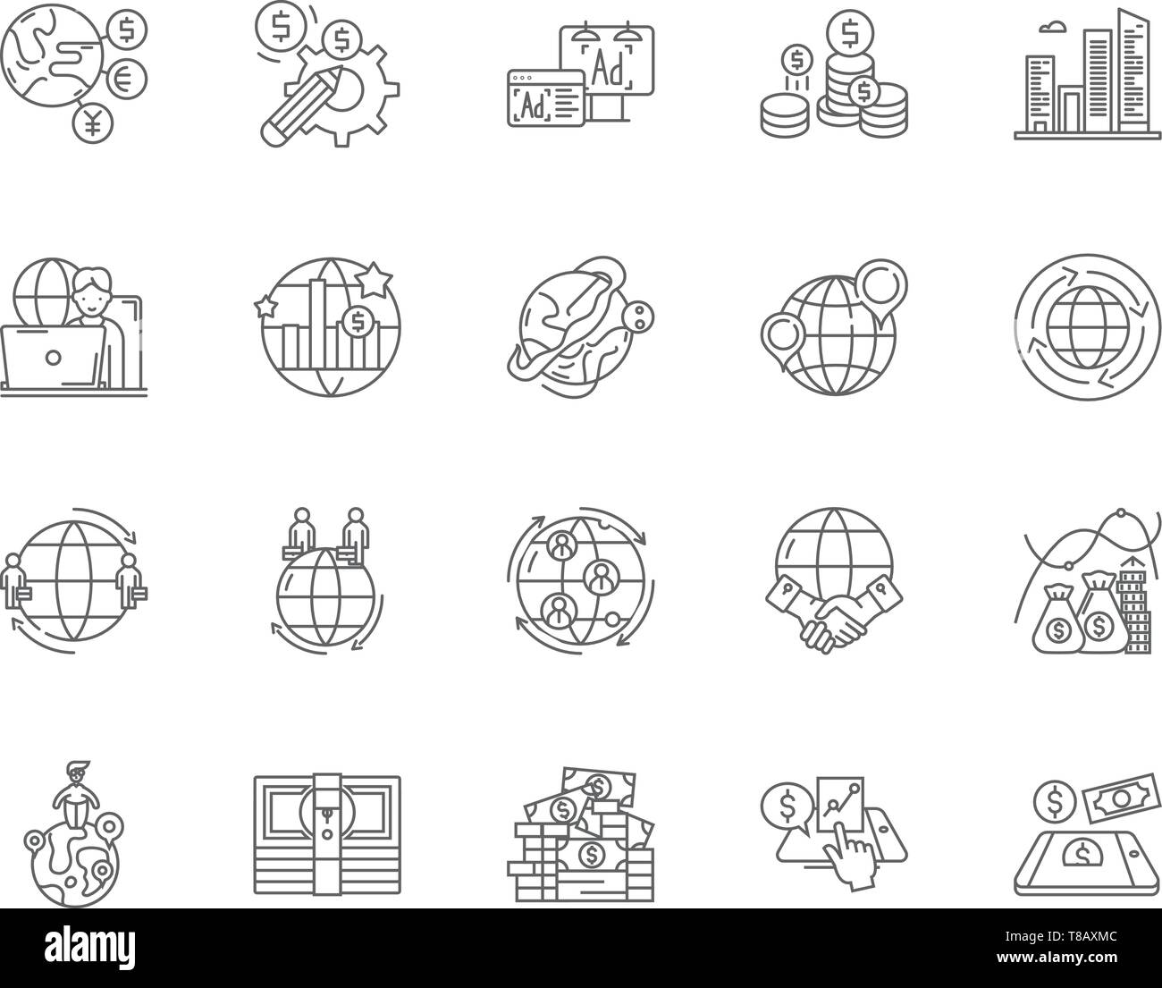 International finance line icons, signs, vector set, outline ...