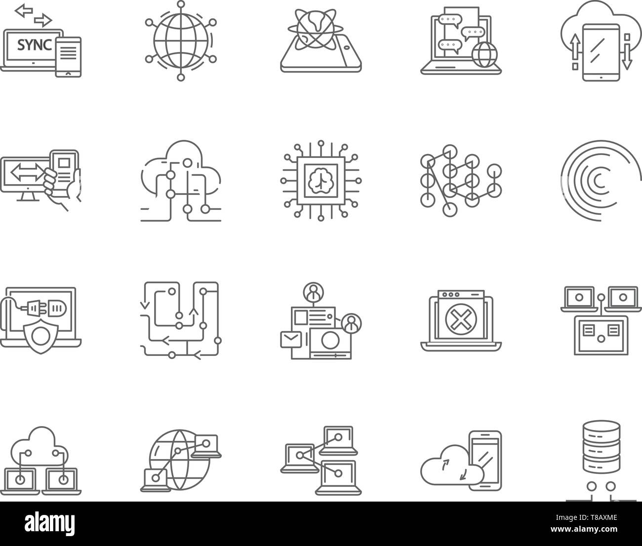 Internet connection line icons, signs, vector set, outline illustration ...