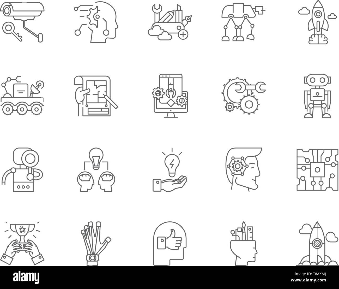 Invention line icons, signs, vector set, outline illustration concept ...