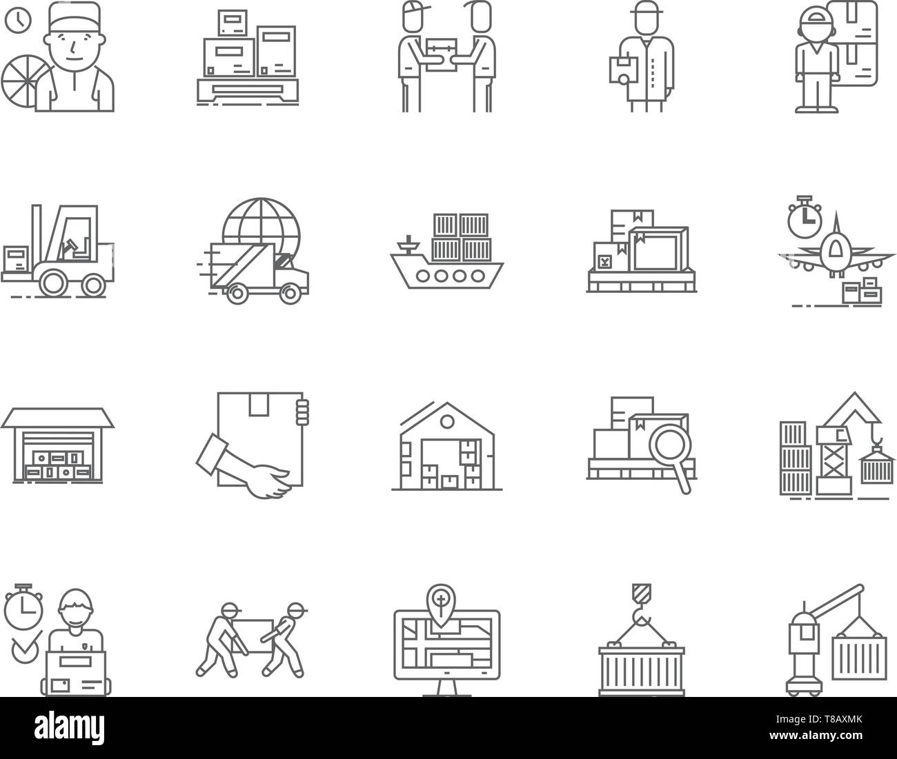 Inventory management line icons, signs, vector set, outline ...